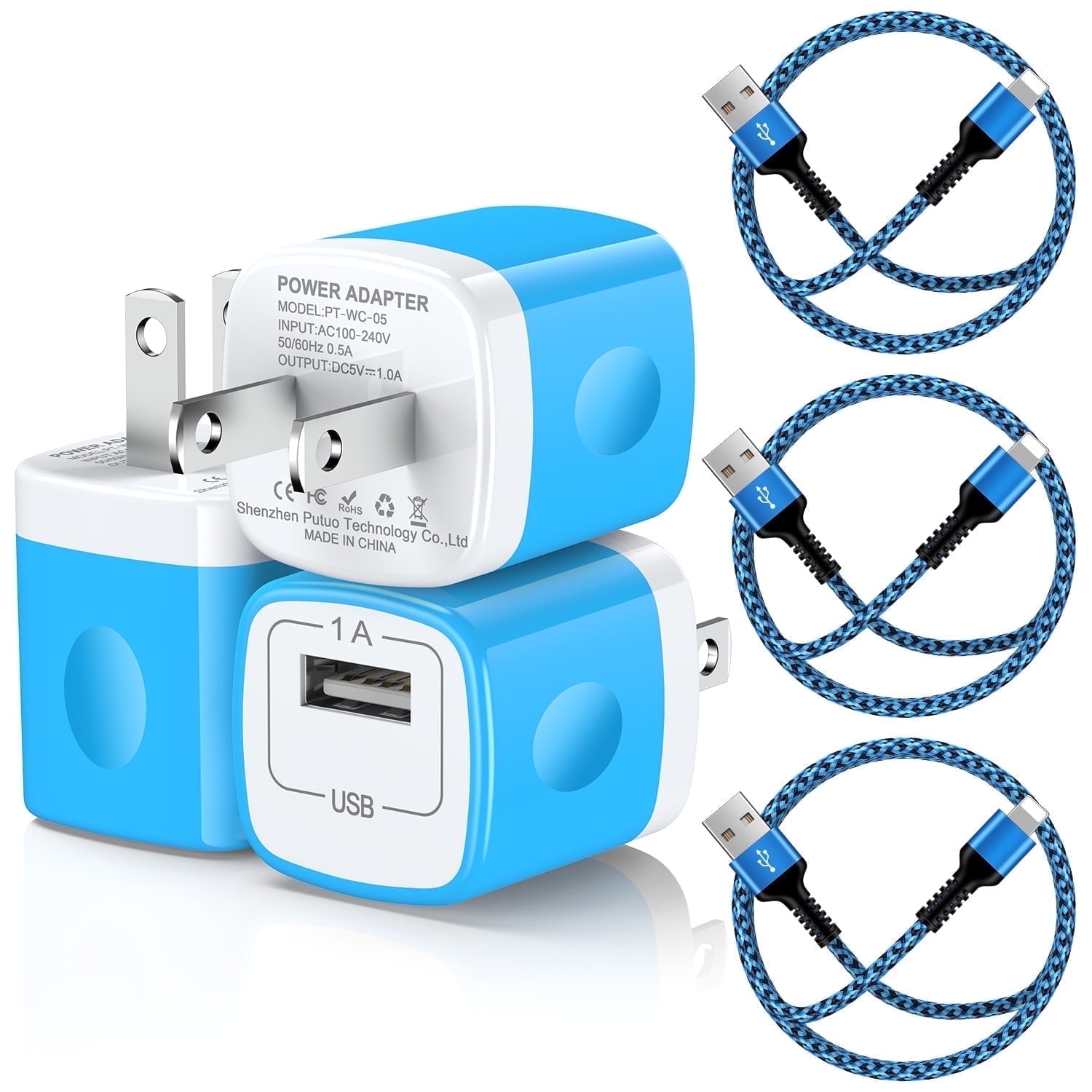 Compatible for iPhone Charger, Bioonis 3Pack Charger Block with 6ft ...