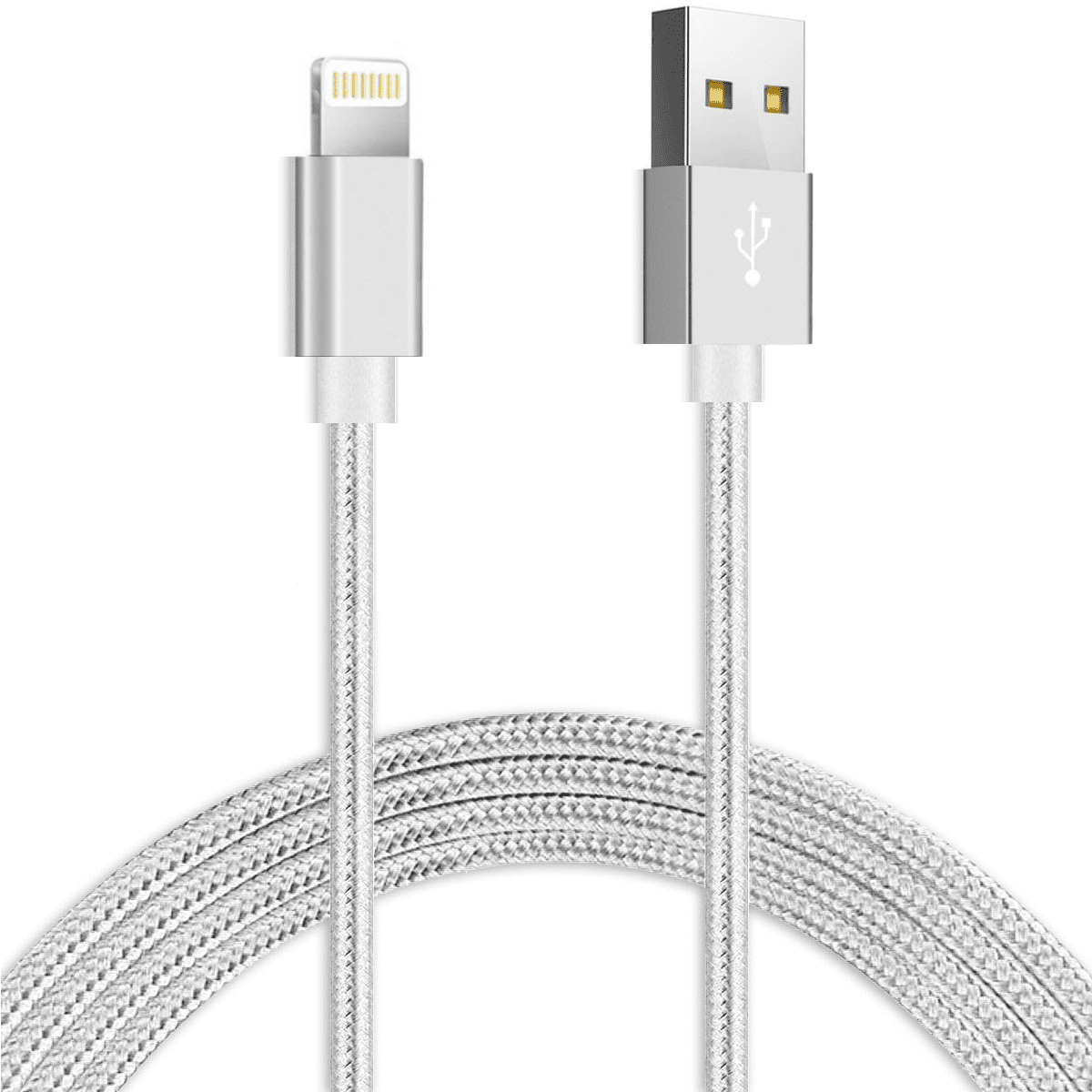 iPhone Charger Lightning Cable, Ironten 4 Pack 3 ft Silver Nylon ...
