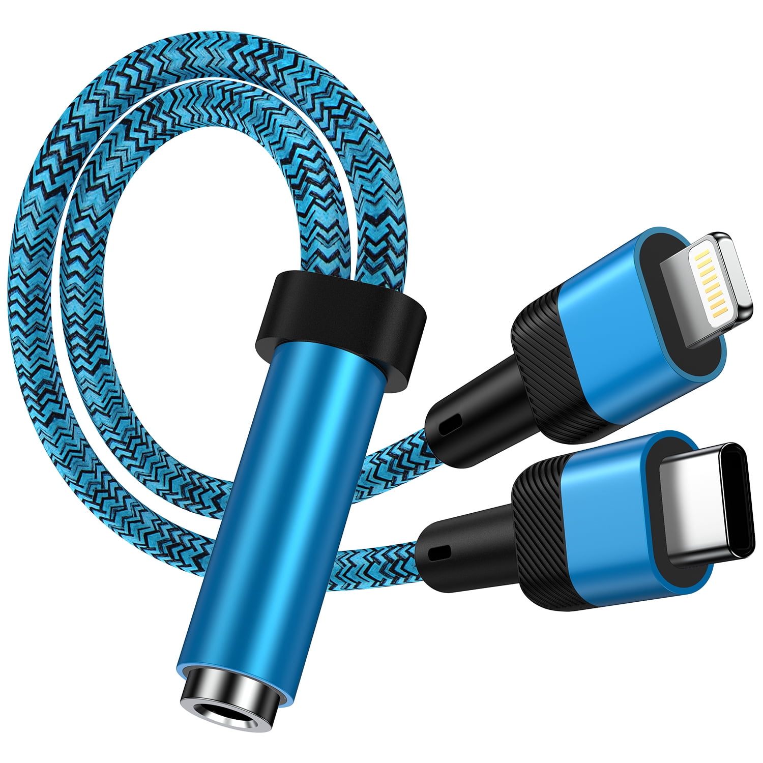 iPhone Headphone Adapter,1Pack 2 in 1 USB Type C&IOS to Aux Dongle Cord ...