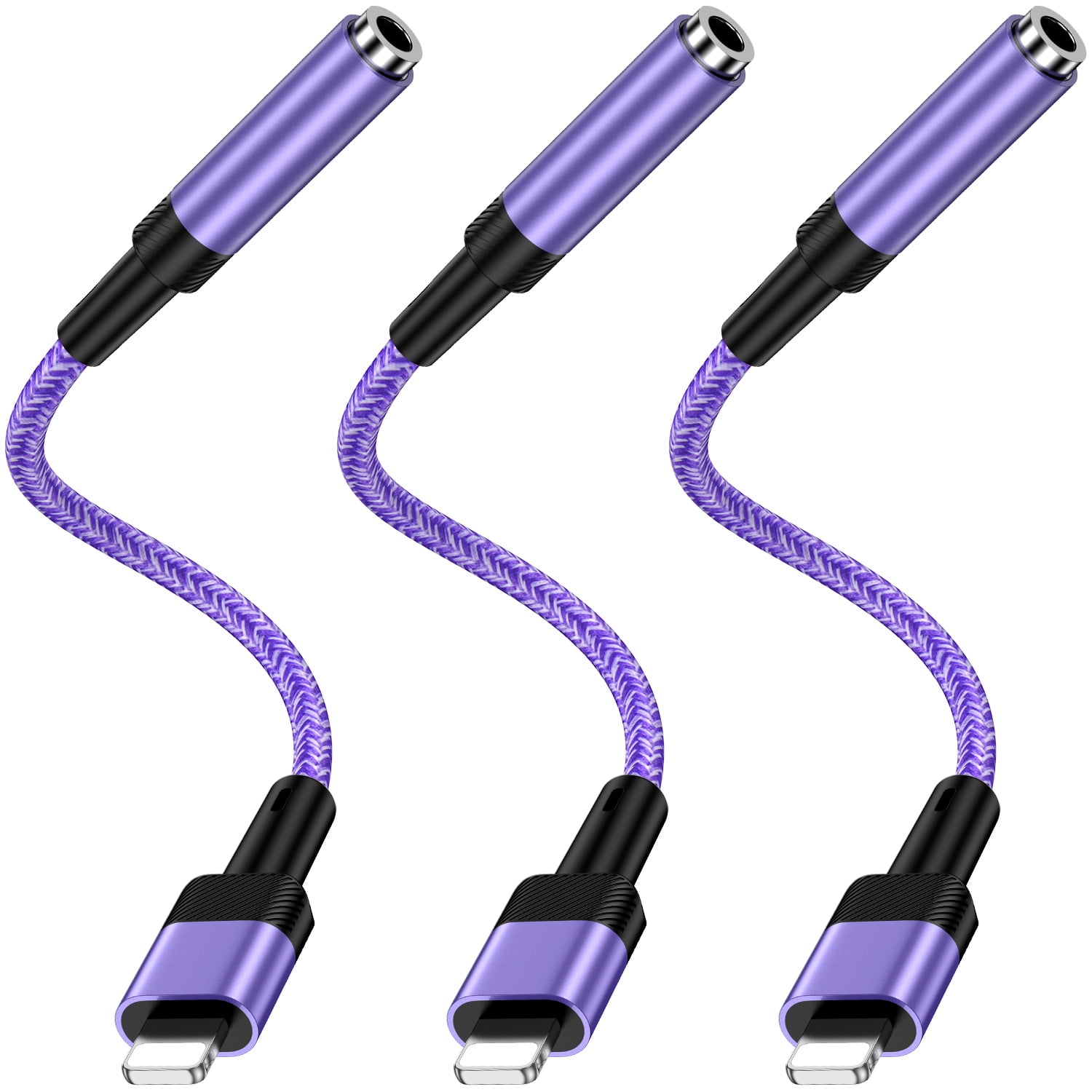 iPhone Headphone Adapter,Support Calls,3Pack Lightning to Aux Dongle ...
