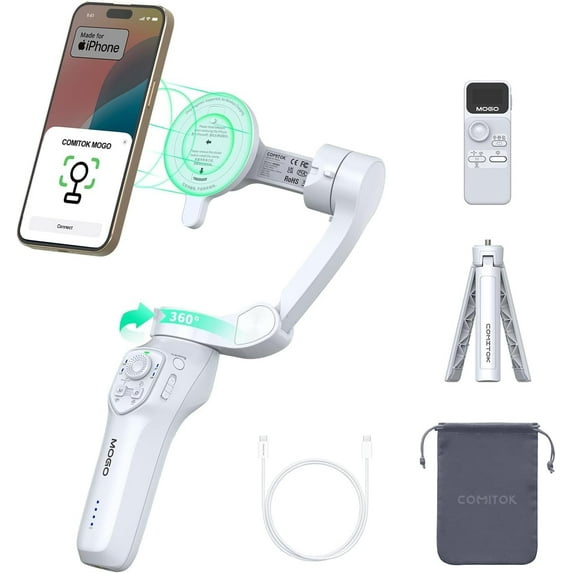 Only for iPhone, MOGO [Apple MFi Certified] Gimbal Stabilizer for ...