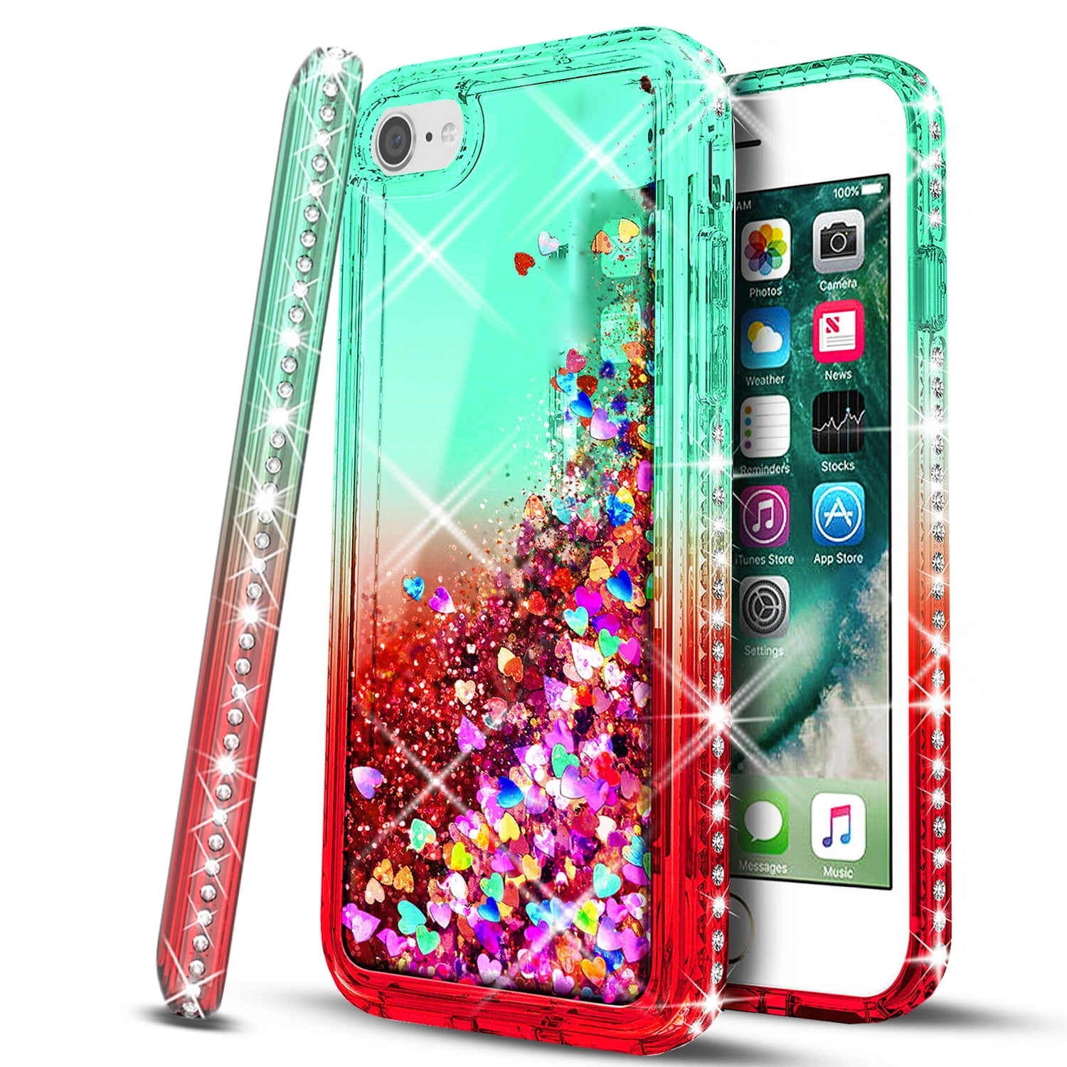 iPhone SE 2020 Case, Liquid Floating Glitter Quicksand Bling with Spot ...