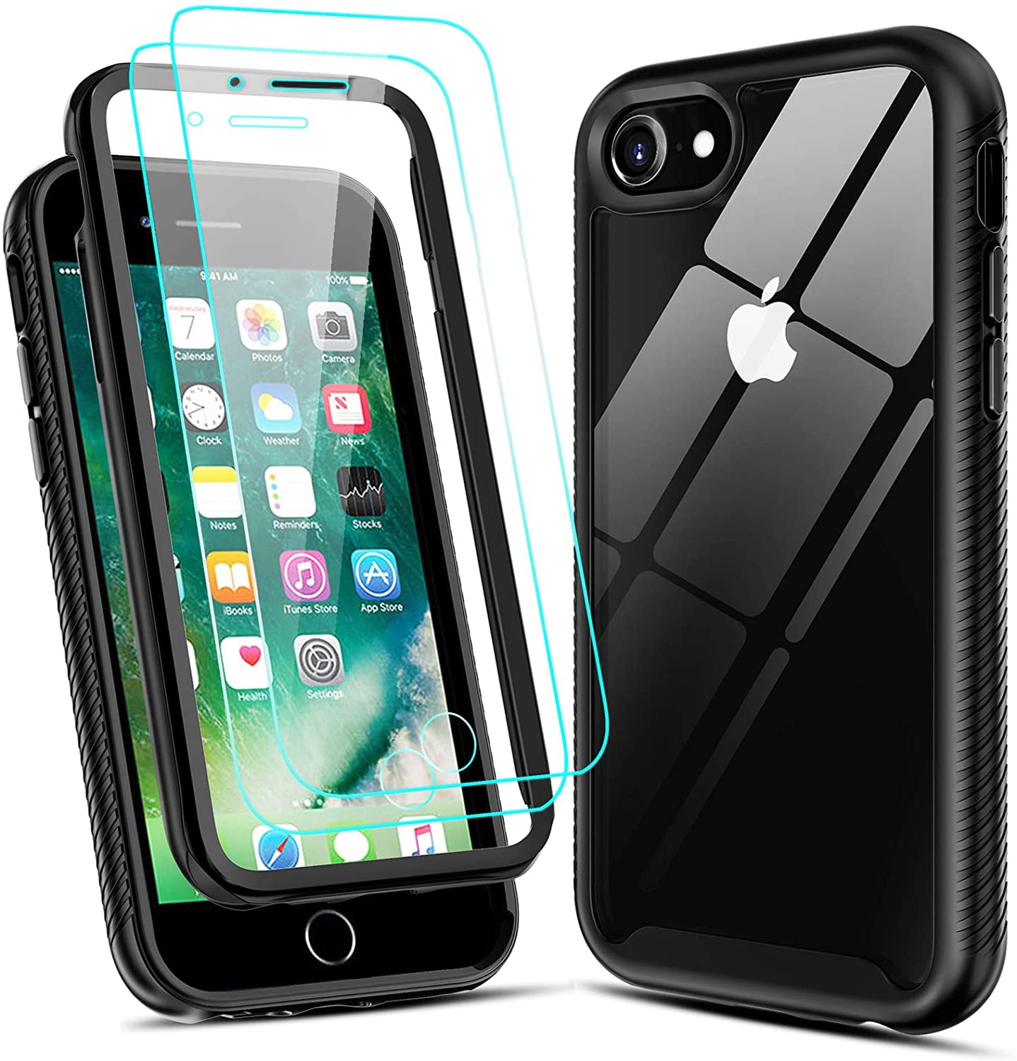 iPhone SE Case, iPhone 8 Case, iPhone 7/ 6s/6 Case with Tempered Glass ...
