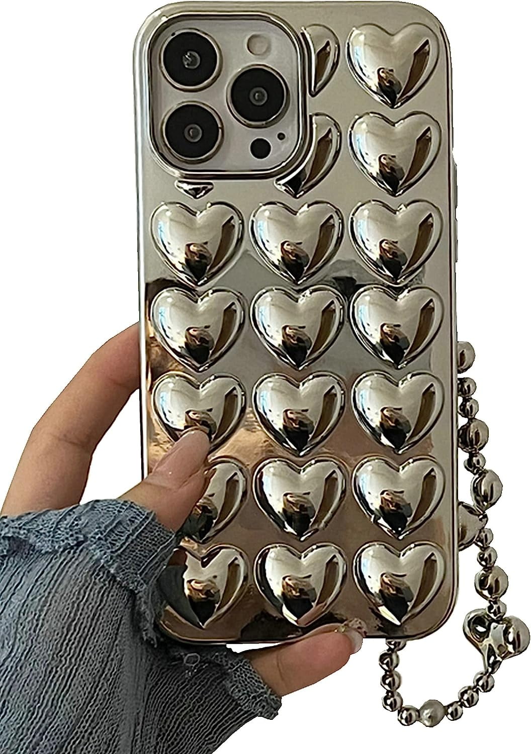 iPhone SE Heart Case, Fashion Bling Glitter Silver Cute Soft Silicone ...
