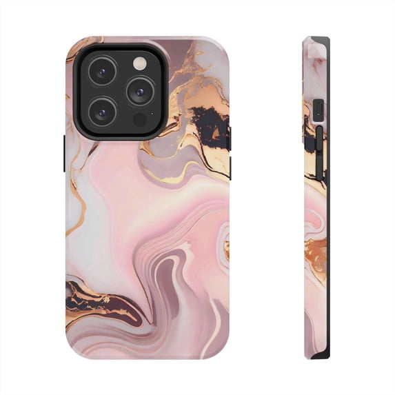 iPhone Tough Case - Pink Gold Marble Abstract Waves Swirls Art Elegant ...
