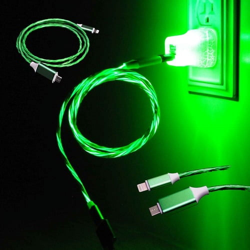 iPhone to USB-C / TYPE-C Lighted Light Up LED Phone Fast Charging Cord Charging Cable - Bright ...