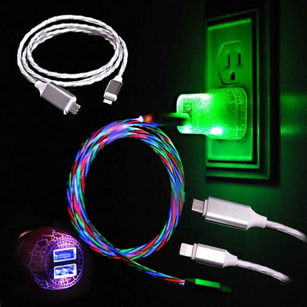 iPhone to USB-C / TYPE-C Lighted Light Up LED Phone Fast Charging Cord ...