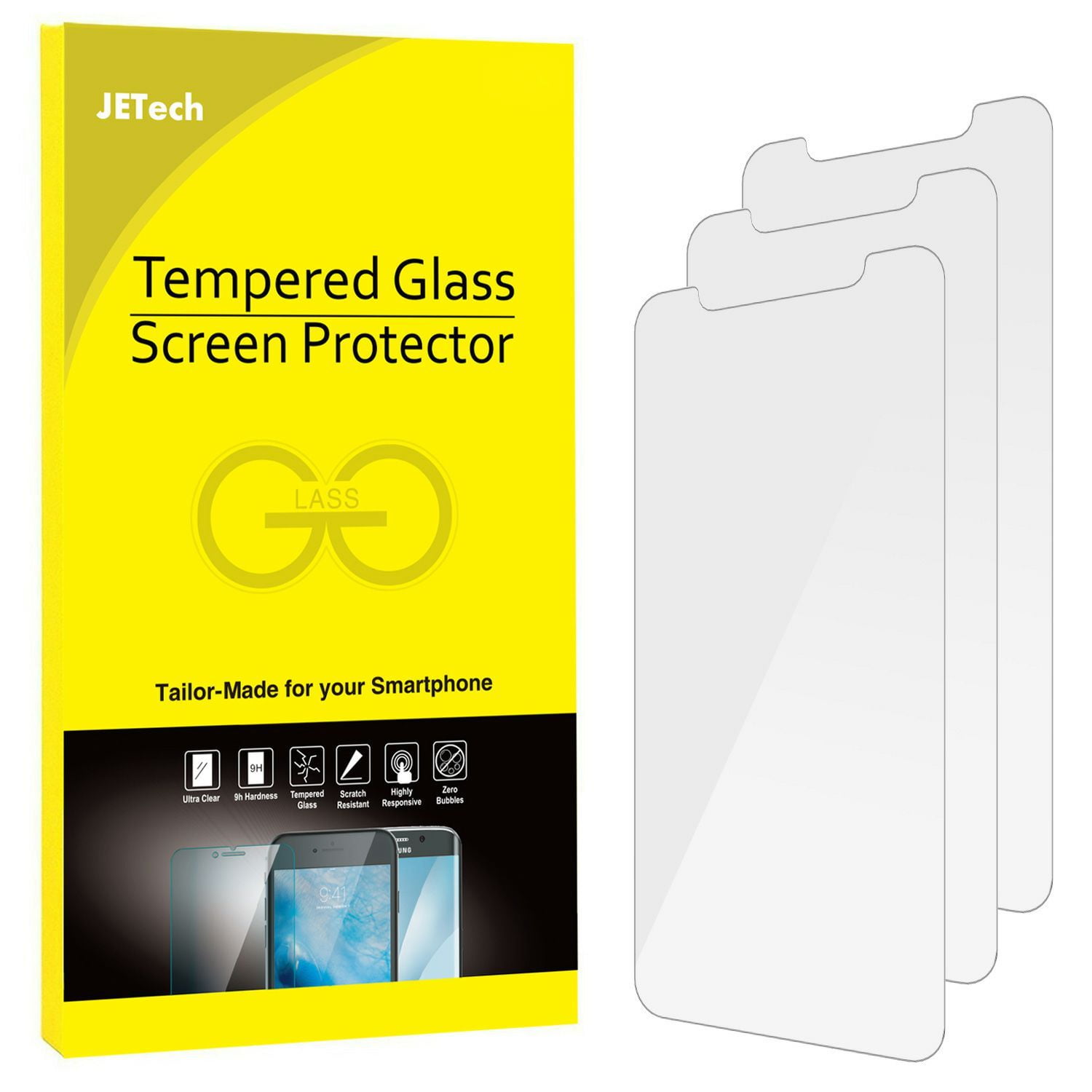 iPhone X Screen Protector, JETech 3-Pack Tempered Glass Screen ...