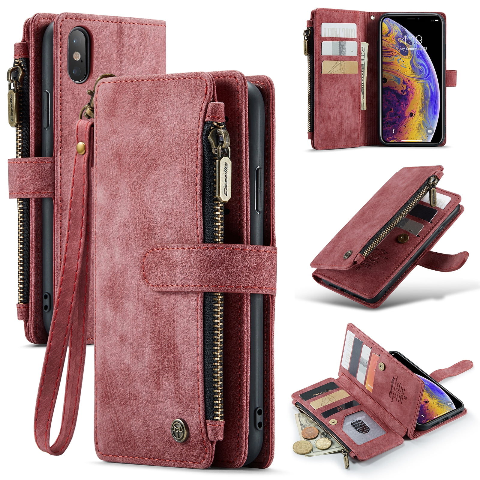 for iPhone X/XS Case Wallet for Women and Men, iPhone X/XS Case, PU ...