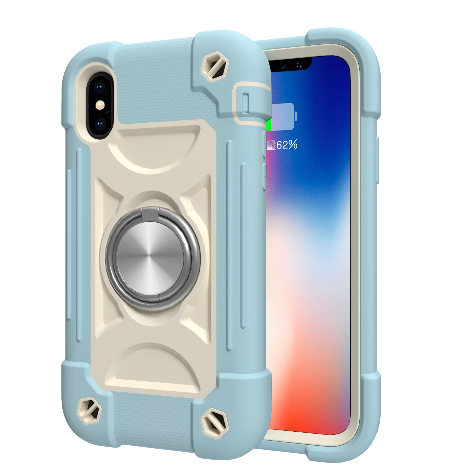 for iPhone XR Case with Ring Stand, Heavy Duty Military Grade Rugged ...