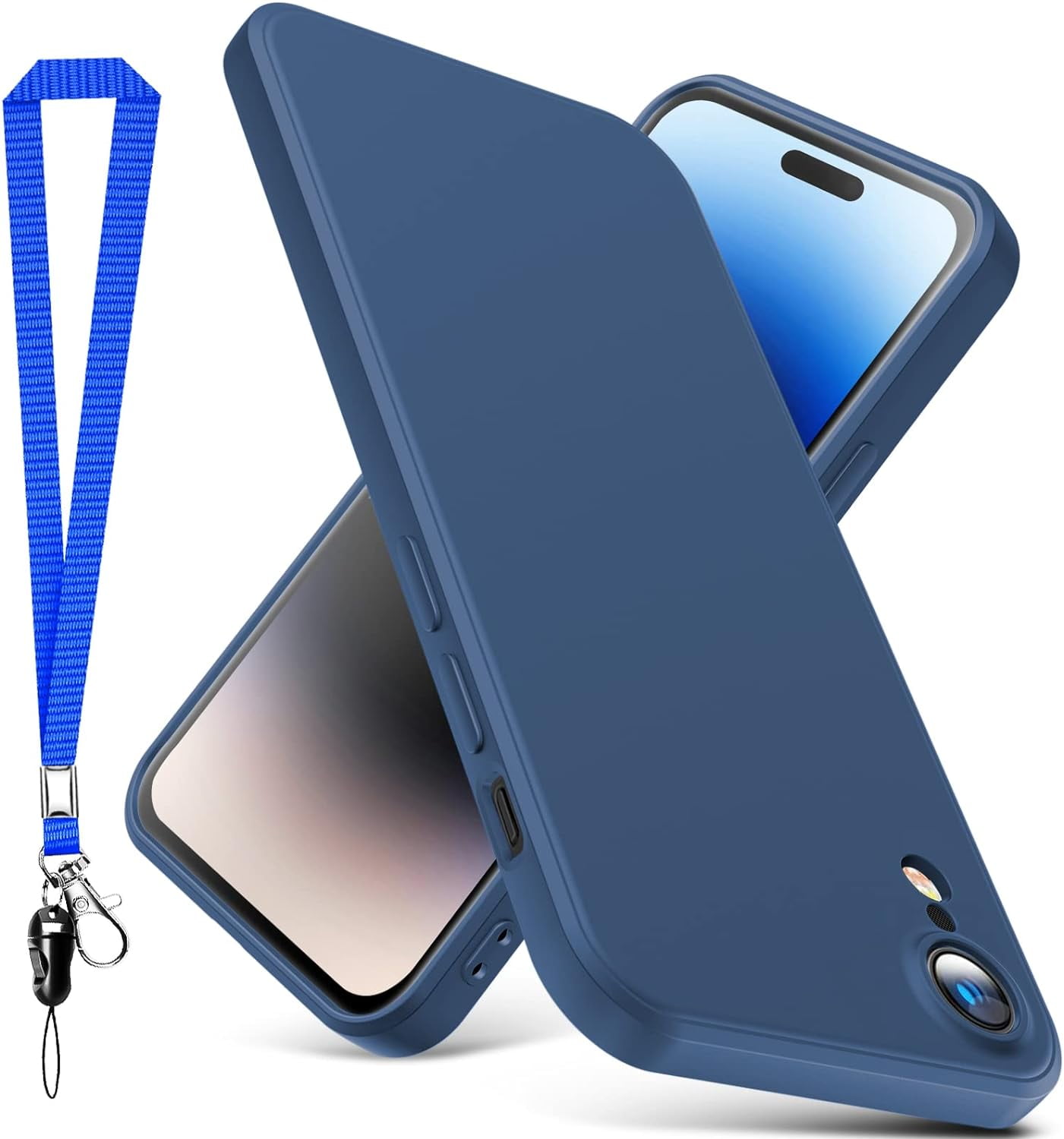 for iPhone XR Case, Thin Liquid Silicone Case with Lanyard,Shockproof ...