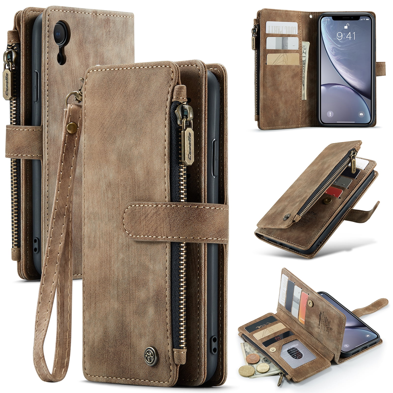 for iPhone XR Case, Wallet Case with Card Holder Kickstand Magnetic ...