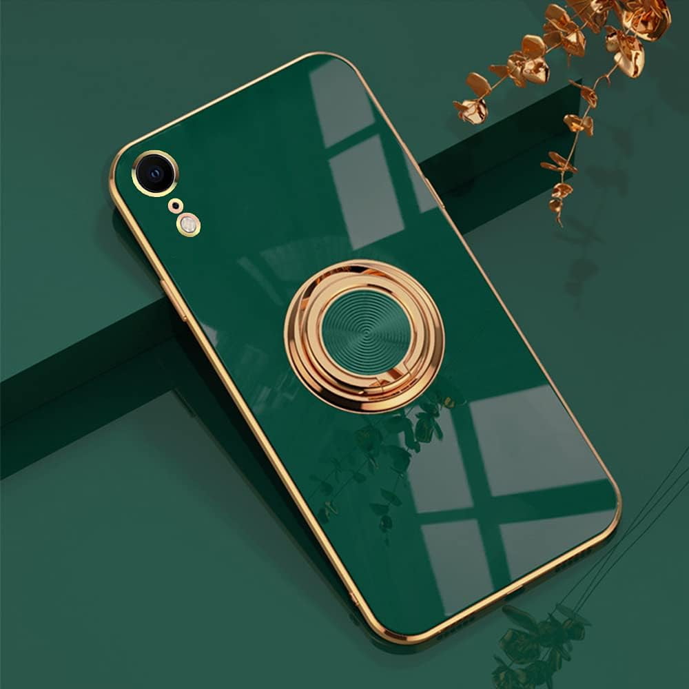 for iPhone XR Case for Women Ring Holder, Built-in 360 TPU Rotation ...