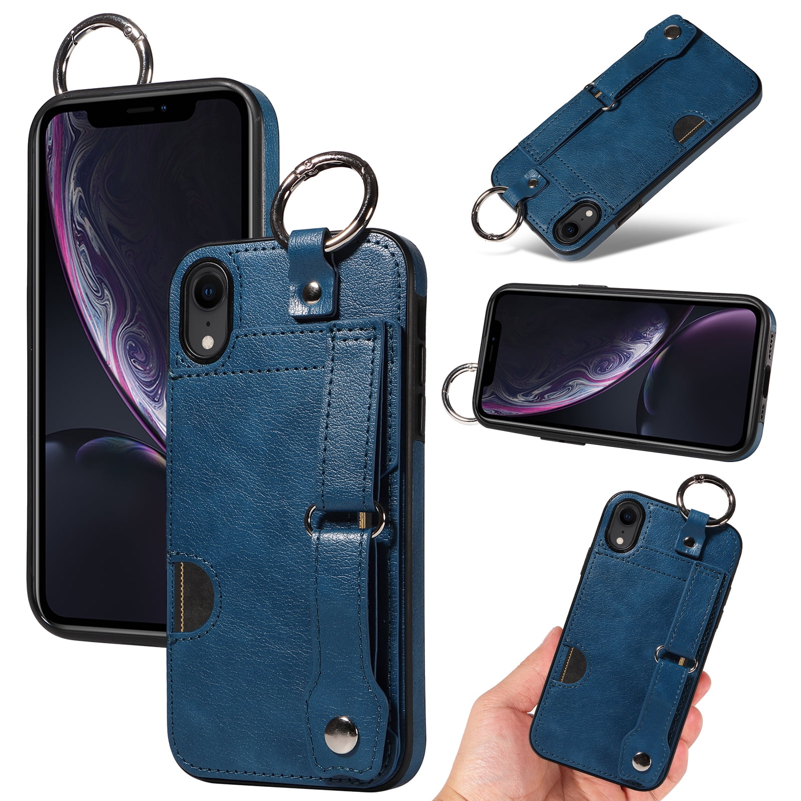 for iPhone XR Wallet Case with Card Holder, Hand Wrist Strap Loop ...