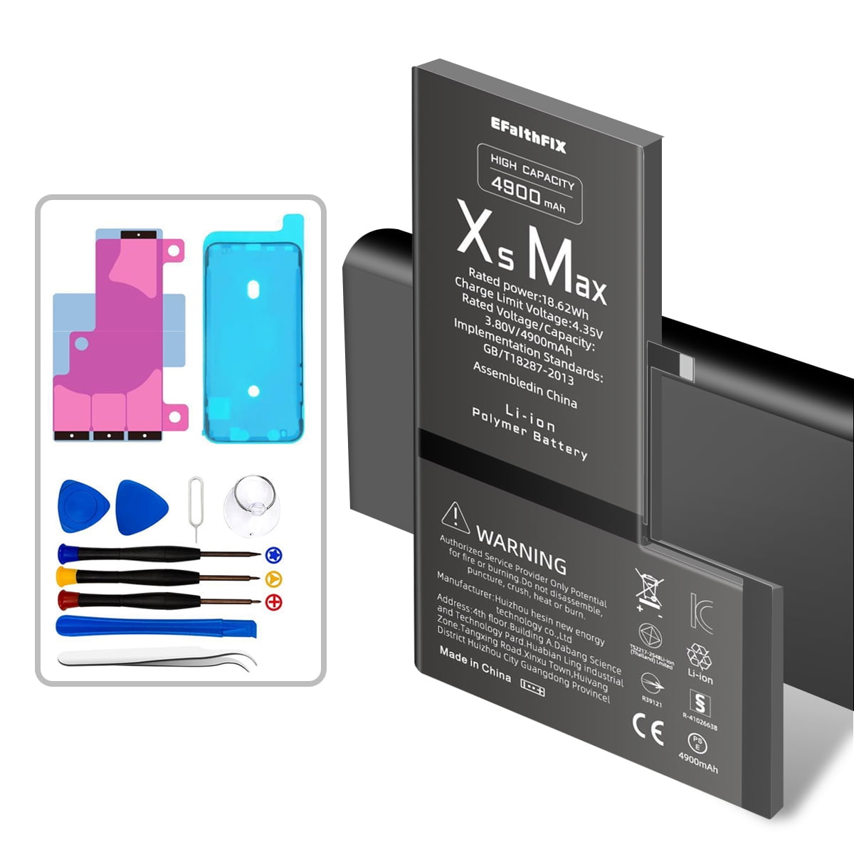 For iPhone XS Max Replacement Battery, 4900mAh [2025 Upgraded] High ...