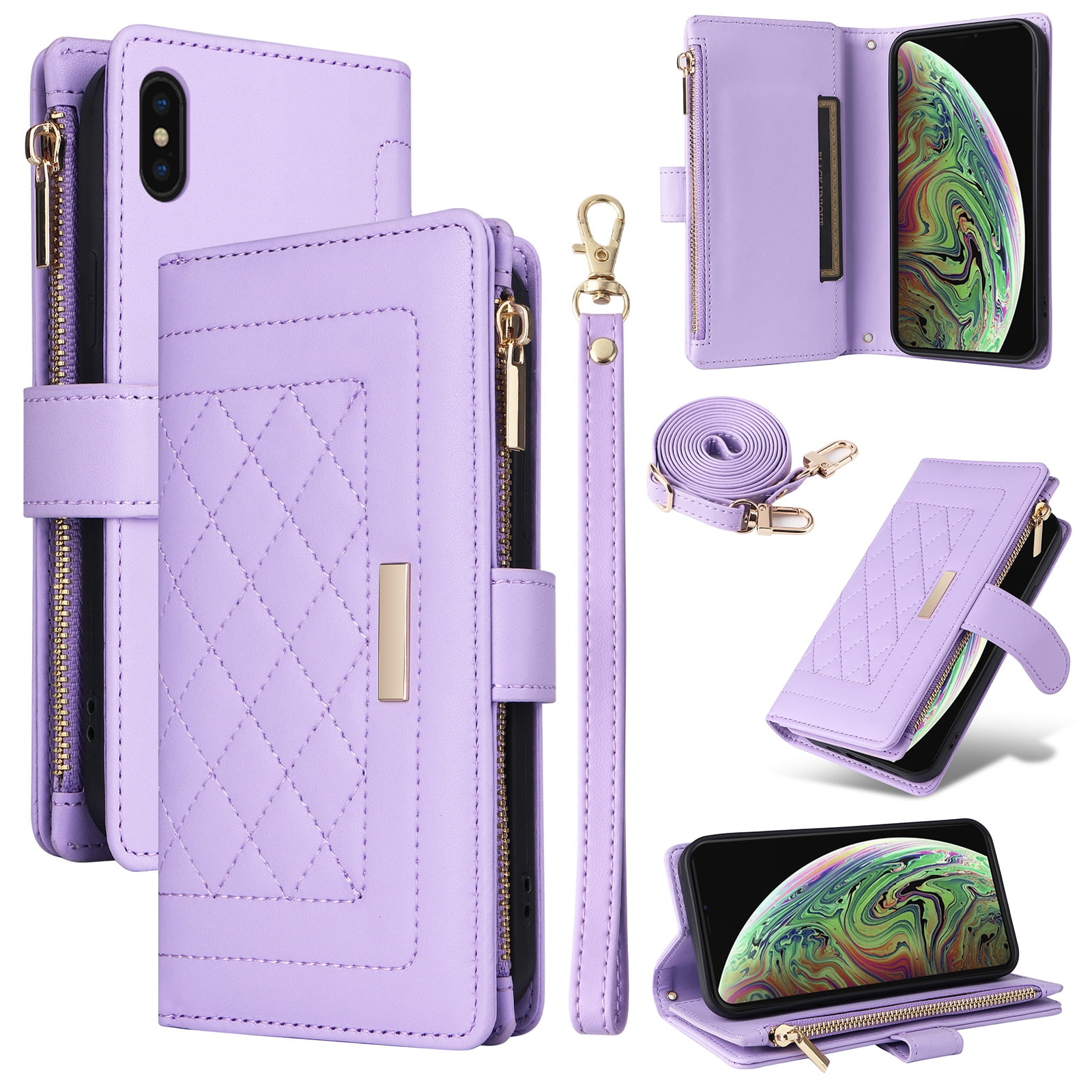 for iPhone XS Max Wallet Case with RFID Blocking Card Holder, Kickstand ...