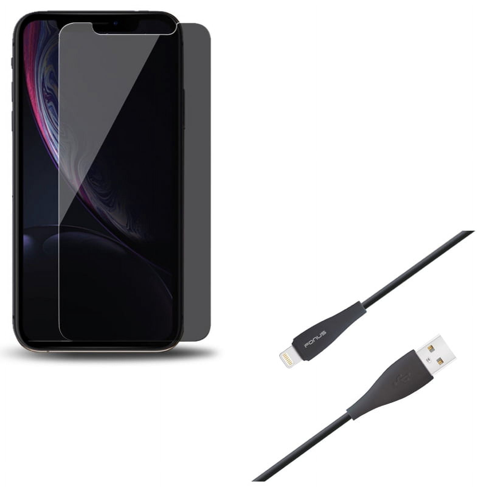 iPhone XS/X - Charger Cord 10ft USB Cable w Tempered Glass Privacy ...