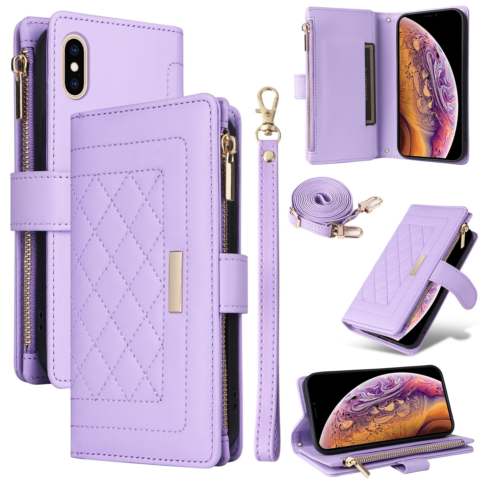 for iPhone XS/X Wallet Case with RFID Blocking Card Holder, Kickstand ...