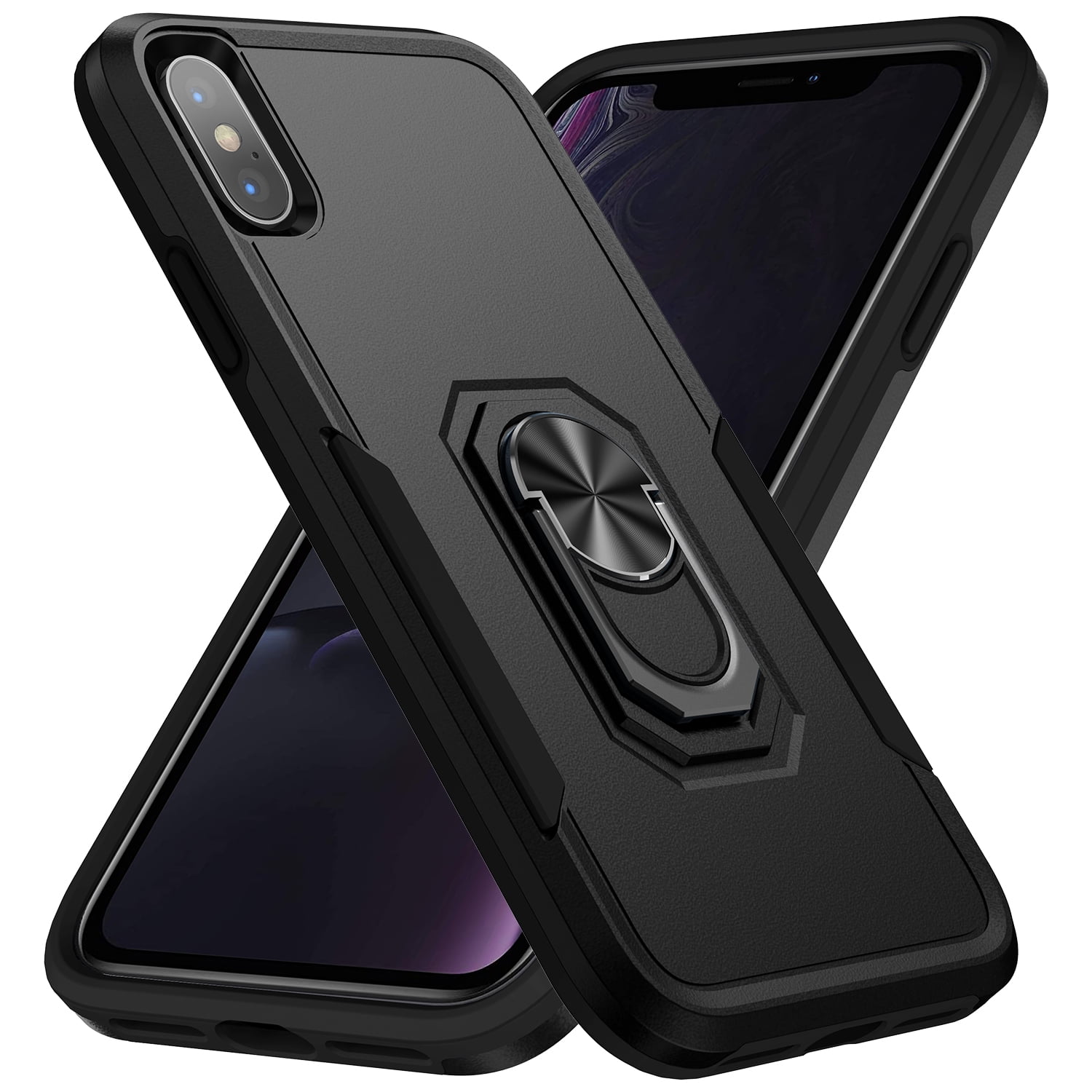 iPhone Xr Case, 360 Rotate Ring Stand Rugged Lightweight Slim Impact ...