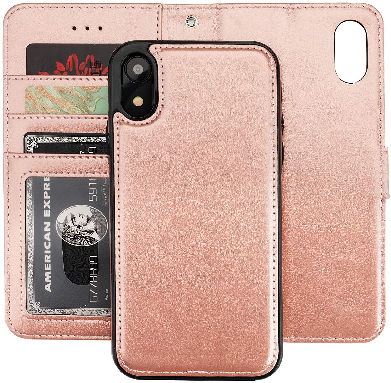 iPhone Xr Wallet Case with Card Holder PU Leather Magnetic Detachable ...