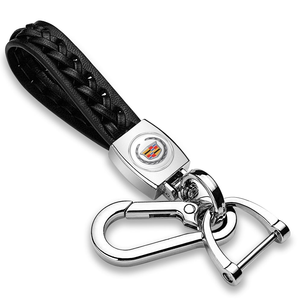 iPick Image for Cadillac Logo Braided Rope Style Genuine Black Leather ...