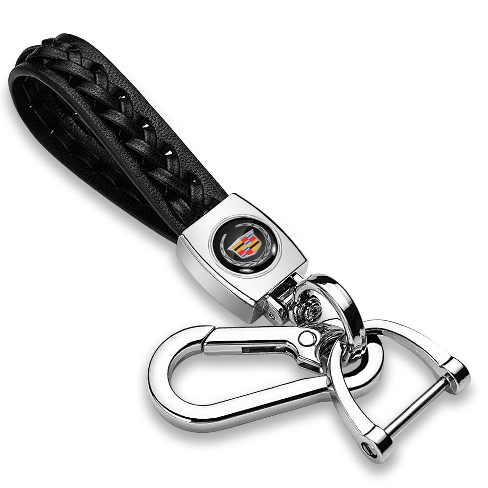 iPick Image for Cadillac Logo Braided Rope Style Genuine Black Leather ...