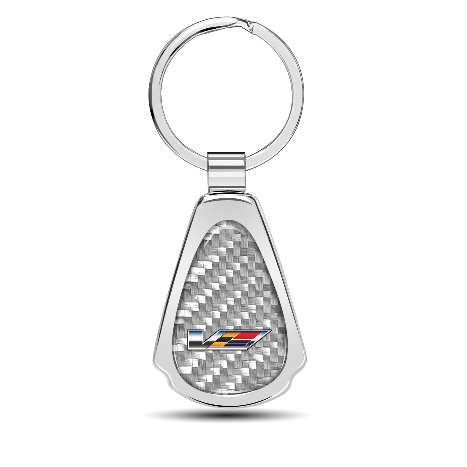 iPick Image for Cadillac V Logo Real Silver Dome Carbon Fiber Chrome ...