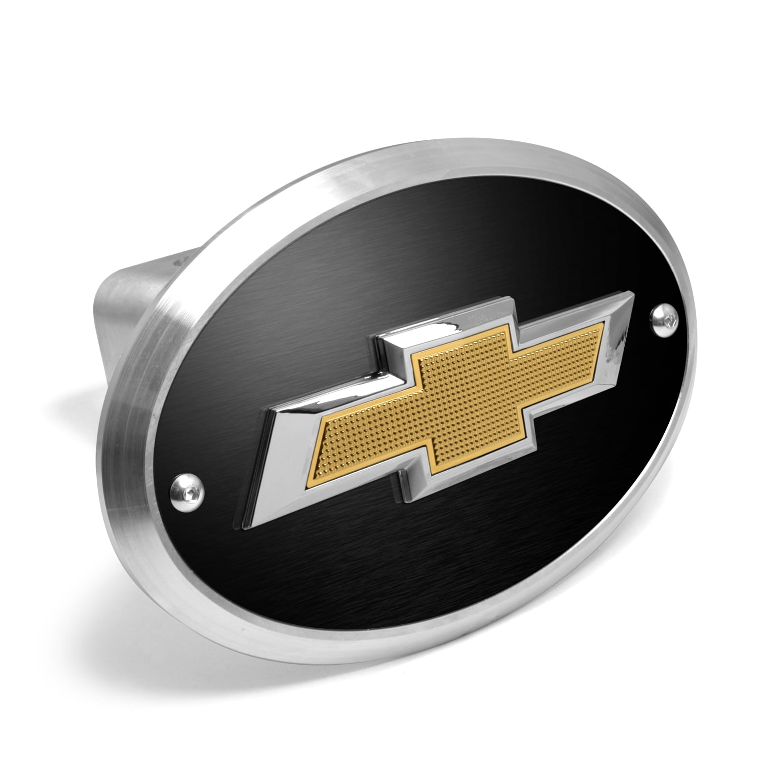 iPick Image for Chevrolet 3D Gold Logo on Black Plate Oval Brushed ...