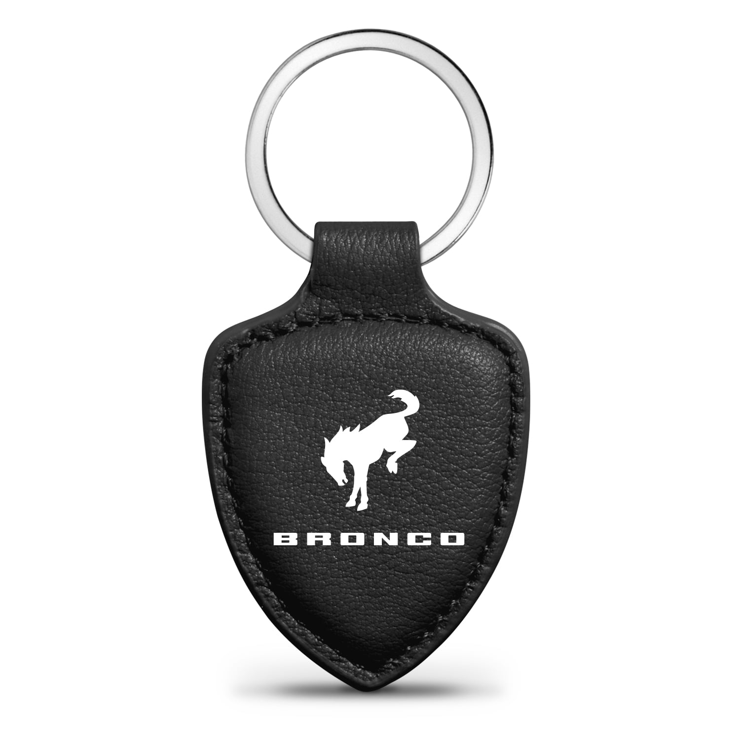 iPick Image for Ford Bronco Black Real Leather Shield-Style Key Chain ...