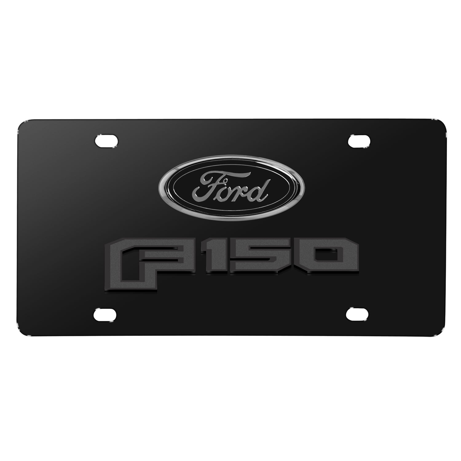 iPick Image for Ford F-150 2015 up 3D Dark Gray Logo on Black Stainless ...
