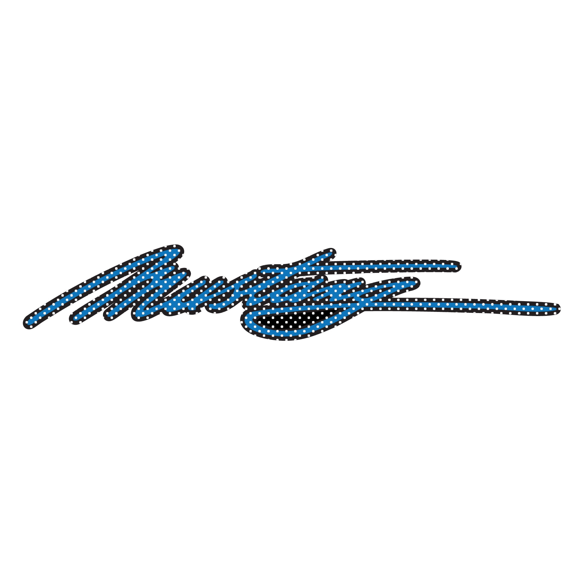 iPick Image for Ford Mustang Script in Blue Perforated Unobstructed ...