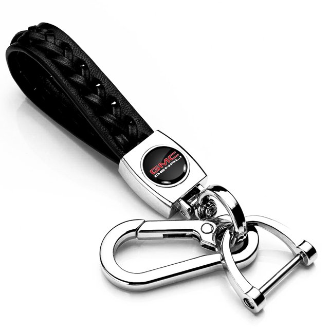 iPick Image for GMC Denali Braided Rope Style Genuine Black Leather Key ...