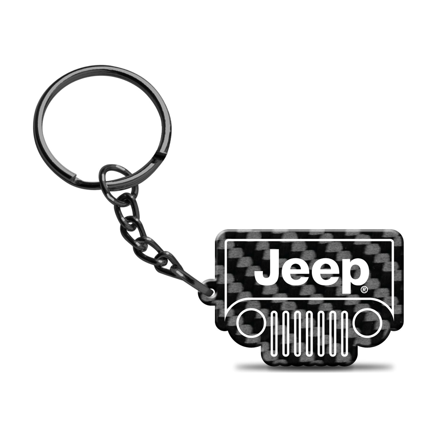 iPick Image for Jeep Grill Black Real Carbon Fiber Logo Shape Cut Key ...