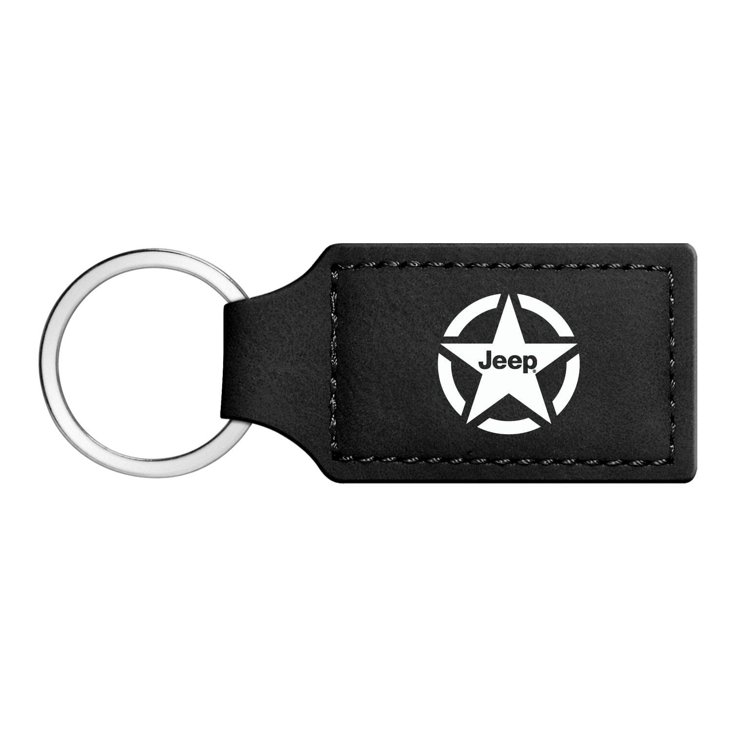 iPick Image for Jeep Willys Star Logo Rectangular Black Leather Key ...