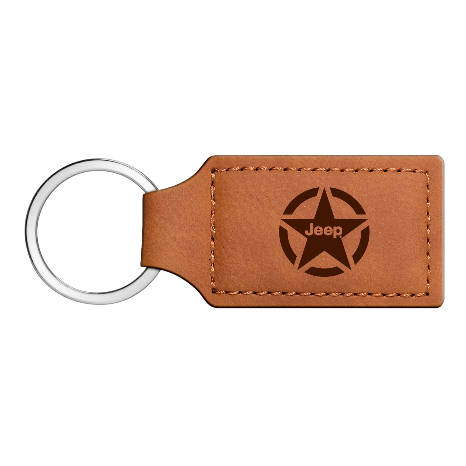 iPick Image for Jeep Willys Star Logo Rectangular Brown Leather Key ...