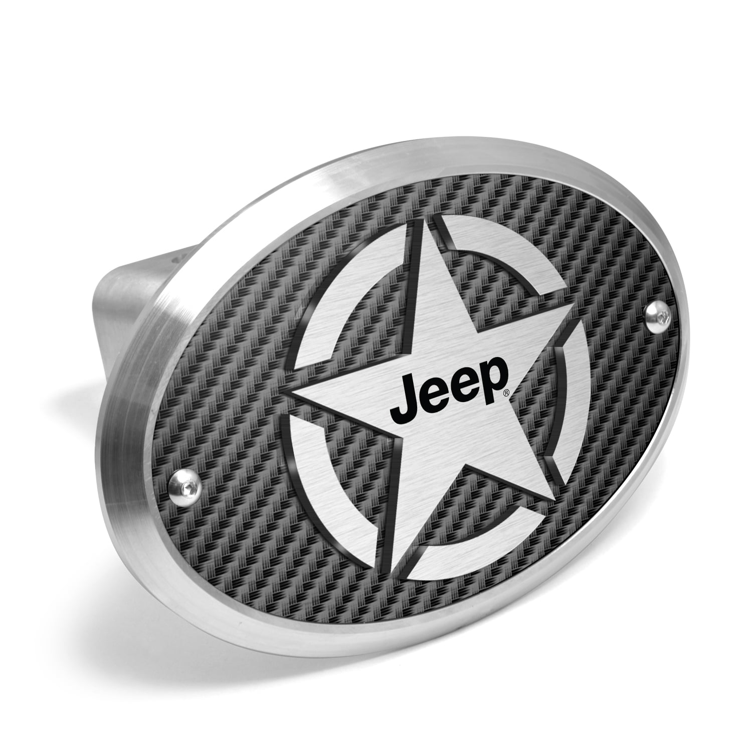 iPick Image for Jeep Willys Star Logo in 3D on Carbon Fiber Look Oval ...