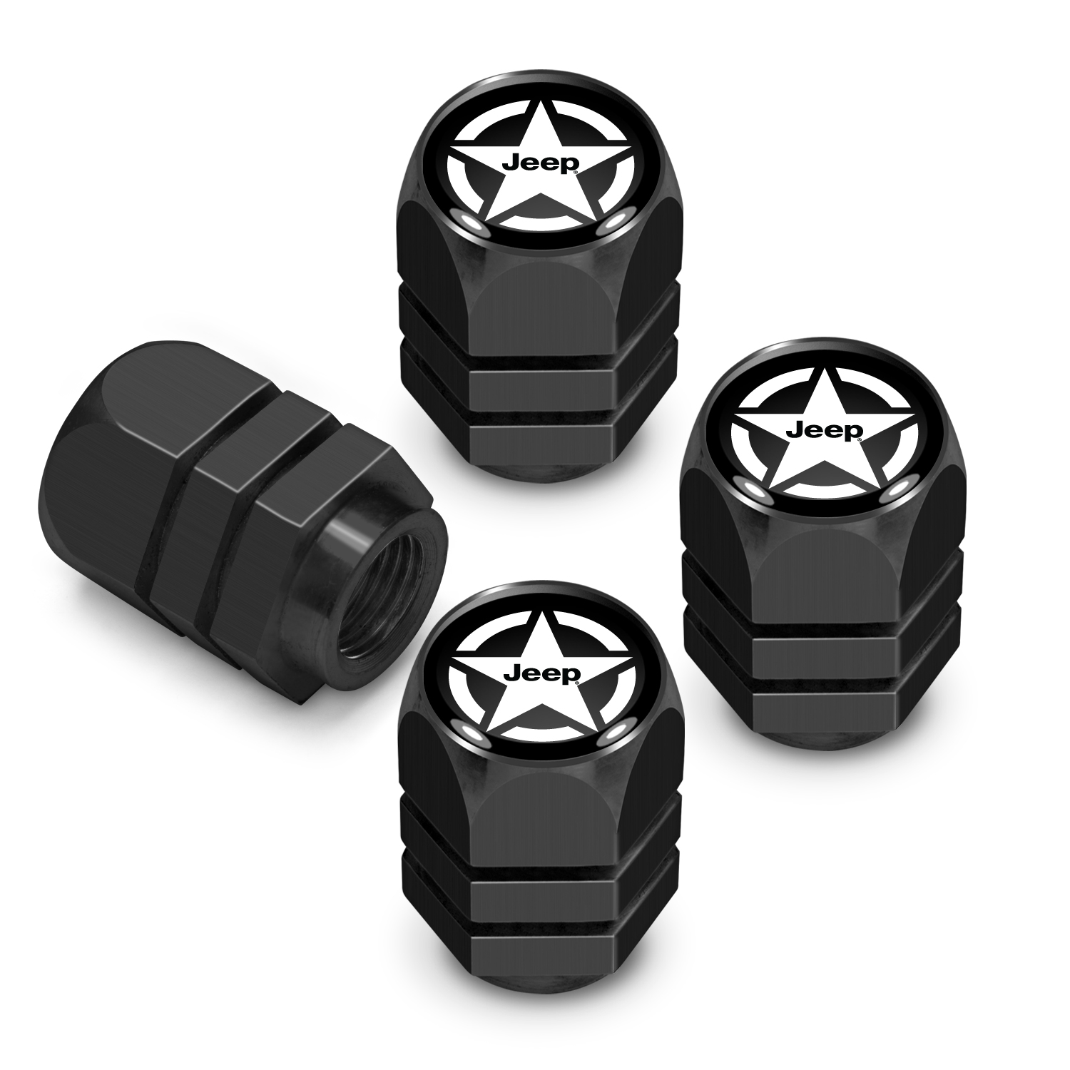 iPick Image for Jeep Willys Star Logo in Black on Black Hexagon Shape ...