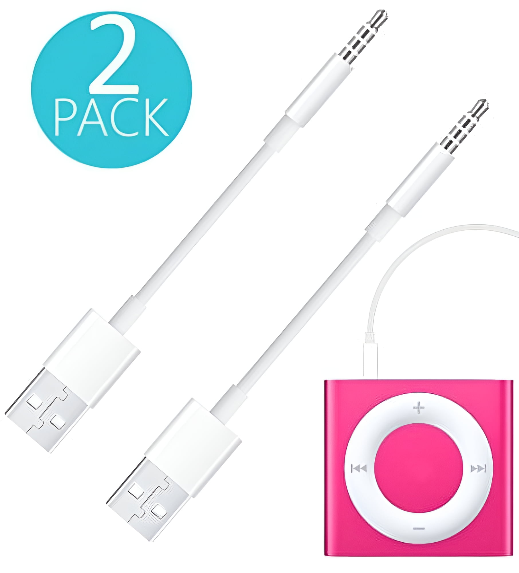 Celltronix iPod Shuffle Cable, 2 Pack, USB to 3.5mm Jack, Charger and ...