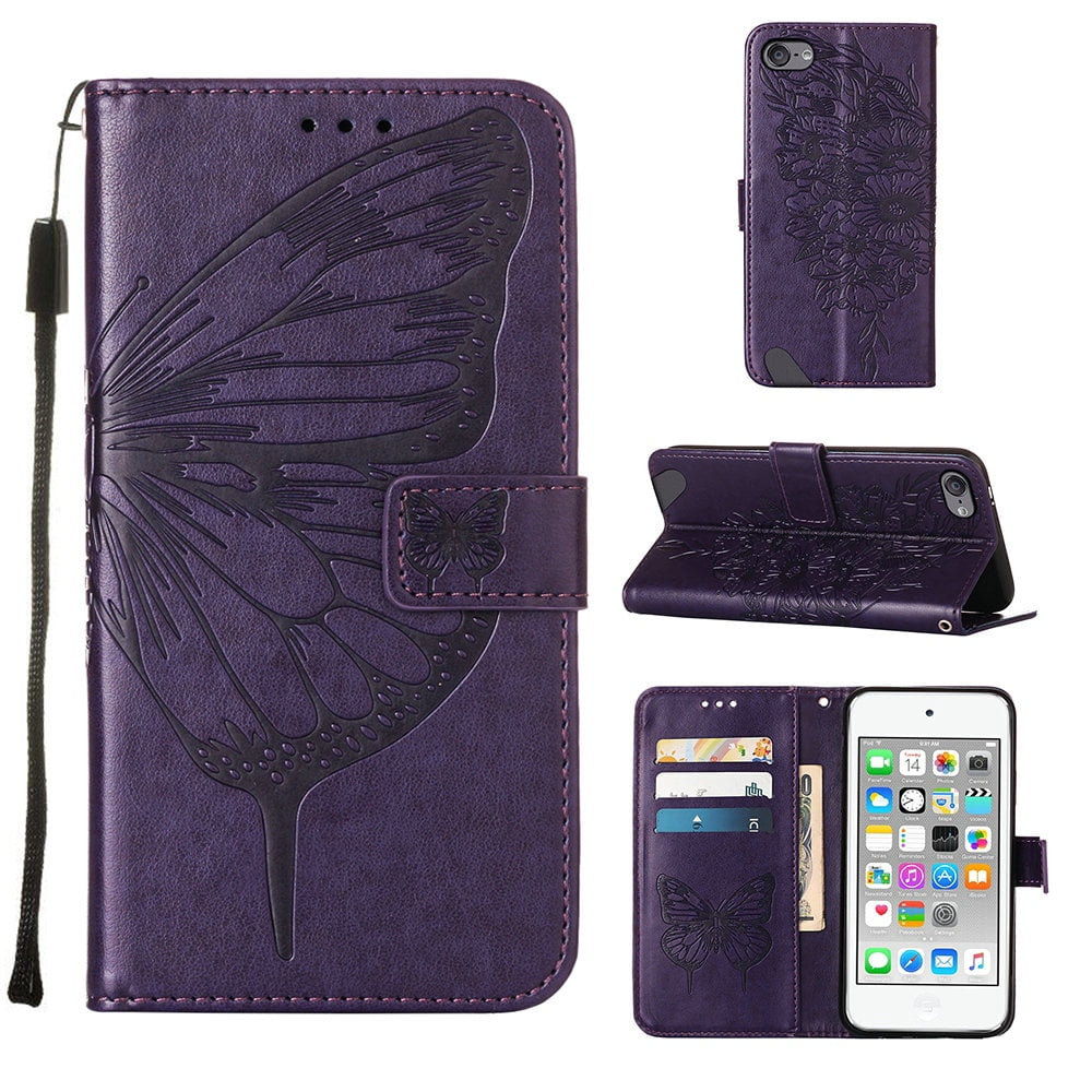 iPod Touch 7 Case,iPod Touch 6 Case, Embossed Butterfly PU Leather ...