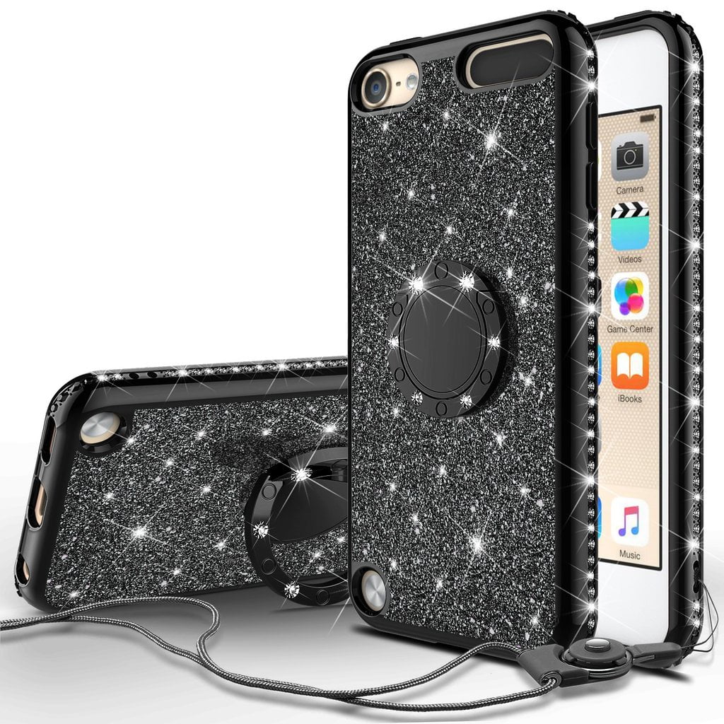 iPod Touch 7 Case, iPod 7/6/5 Case Glitter Ring Stand Bling Sparkle ...