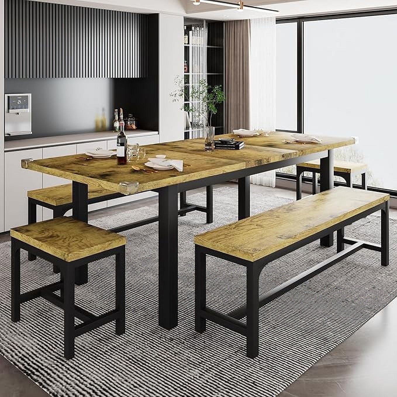 iPormis 5-Piece Dining Table Set, Extendable Wooden Kitchen Table with ...