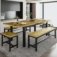 Churanty Six-seater Extendable Farmhouse Dining Table Set with ...