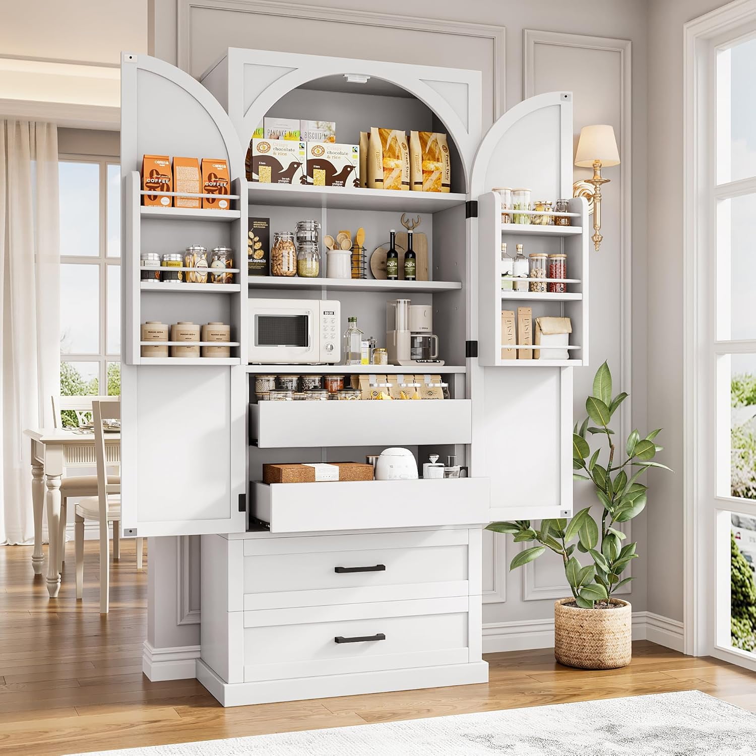 iPormis 71" Tall Kitchen Pantry Storage Cabinet with Adjustable Shelf ...