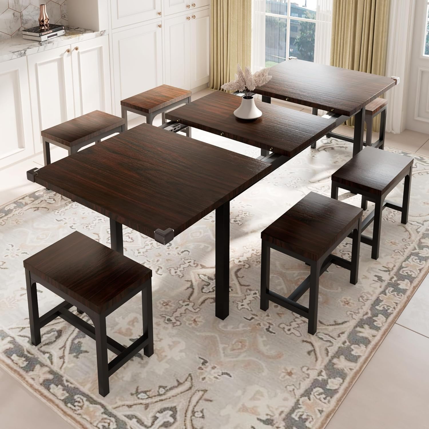 iPormis Dining Table Set, 7-Piece Extendable Table from 63" Large ...