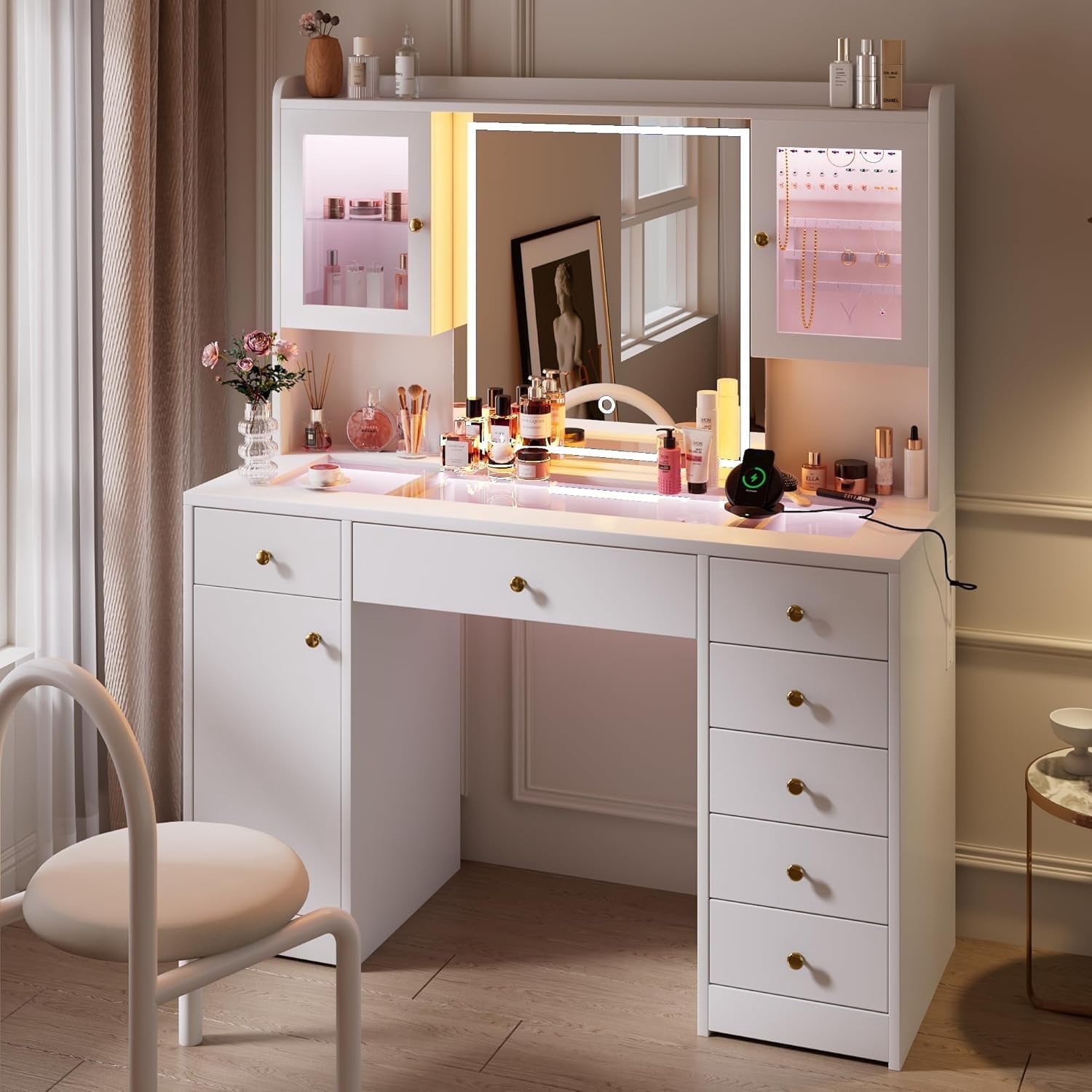 Vanity Desk Vanity With Towers Makeup Vanity Table Mirror Lights LED