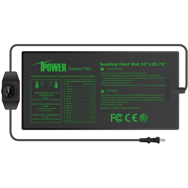 iPower 10" x 20.75" Seeding Heat Mat with Temperature Adjustable Knob ...
