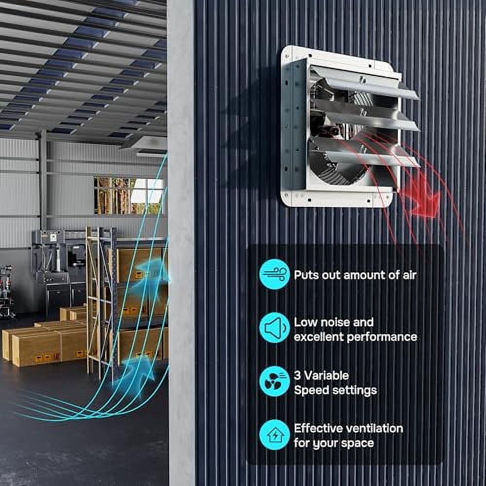iPower 12 Inch Variable Shutter Exhaust Fan with Speed Controller and ...