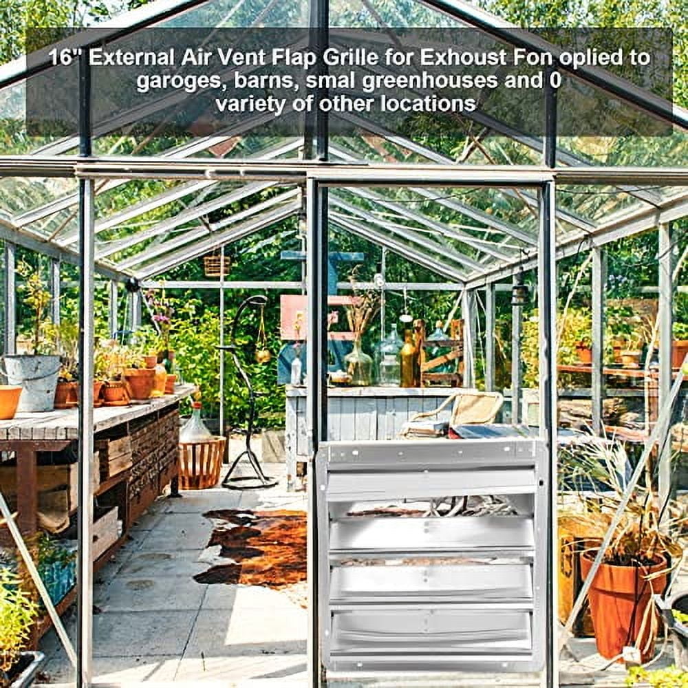 iPower 16-Inch Square Aluminum Automatic Gravity Shutter Louver Vent ...