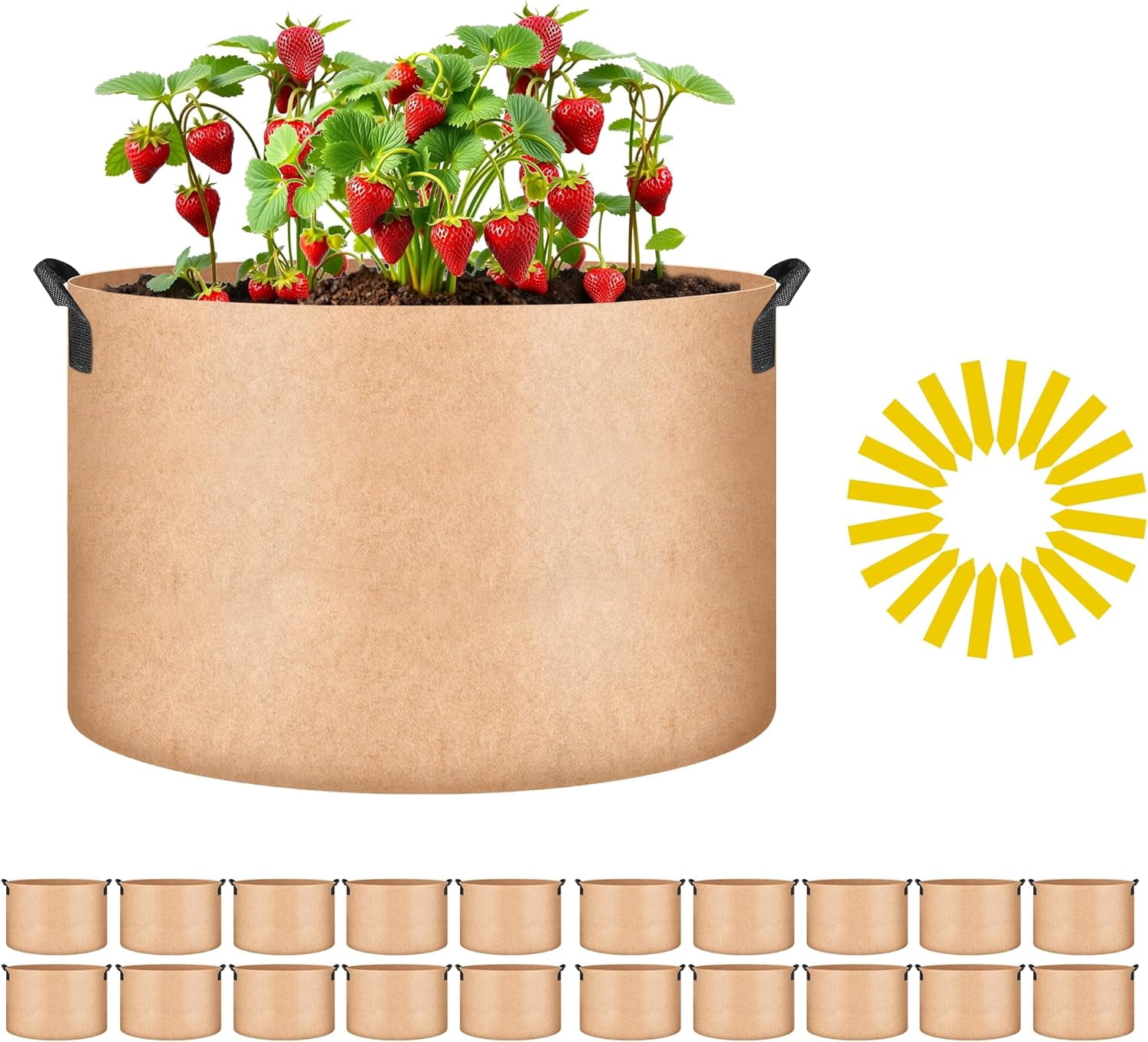 iPower 20-Pack 20 Gallon Grow Bags 300G Thick Nonwoven Aeration Fabric ...