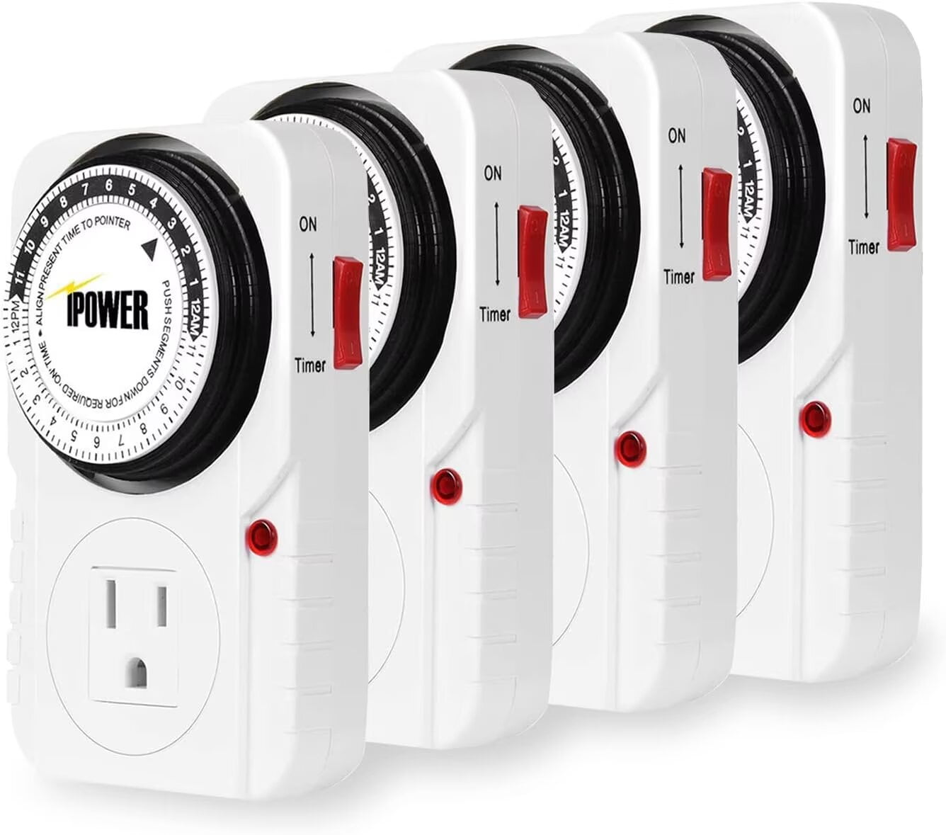 iPower 24 Hour Plug-in Mechanical Electric Timer, Switch with ...